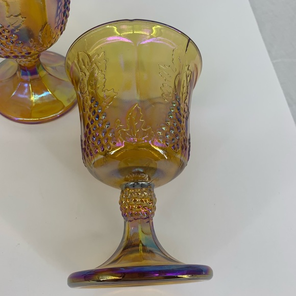 Kitchen | Orange Yellow Carnival Glass Goblets Set Of 4 | Poshmark